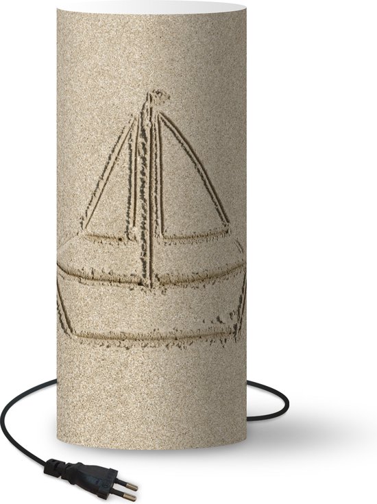 Lamp - Nachtlampje - Tafellamp slaapkamer - Boot getekend in zand - 54 ...