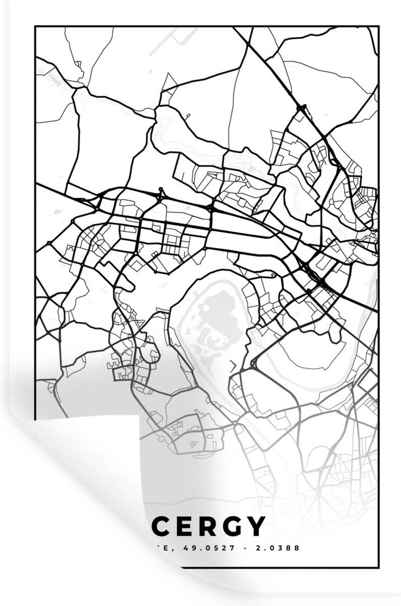 Stickers muraux - France - Carte - Cergy - Carte - Plan de ville ...
