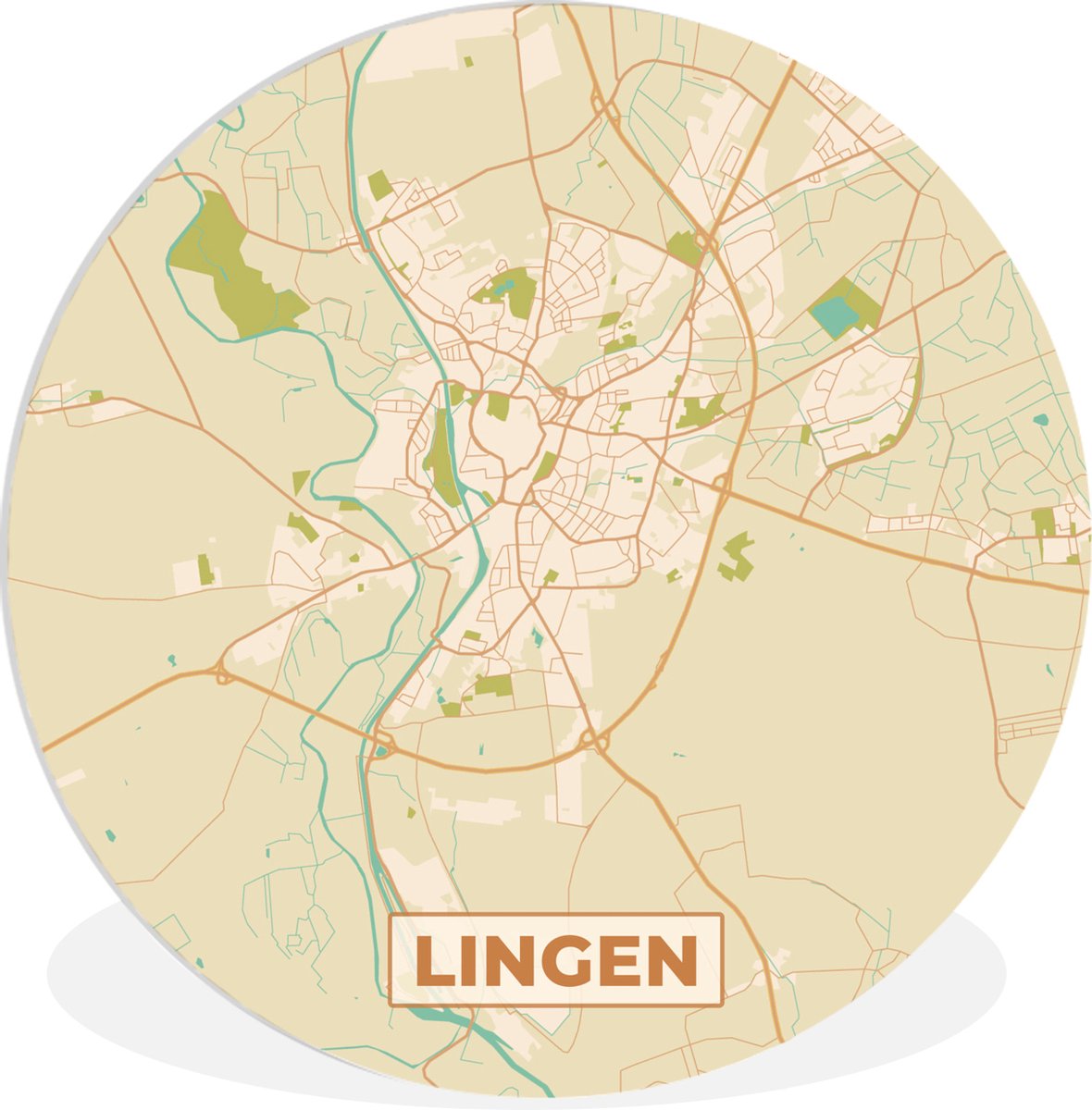 Wall Circle - Wall Circle Indoor - Lingen - Map - Vintage - Map - City ...