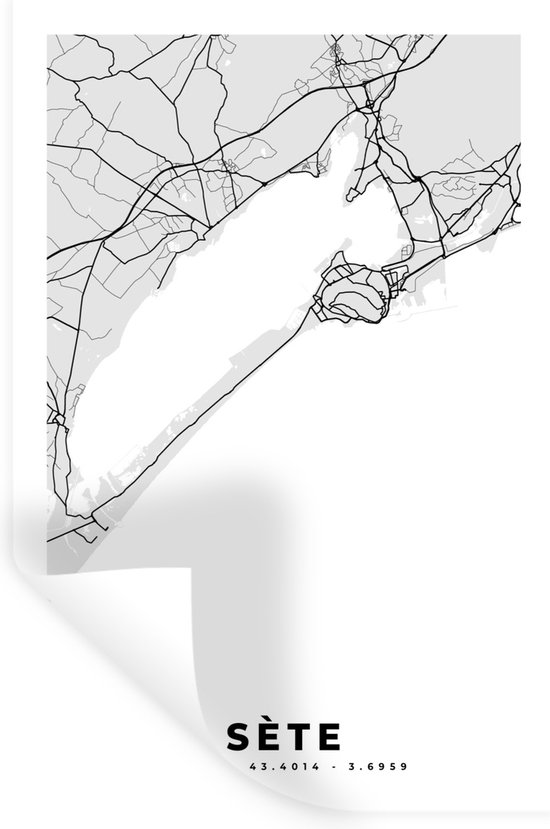 Muurstickers - Sticker Folie - Frankrijk – Sète – Stadskaart ...