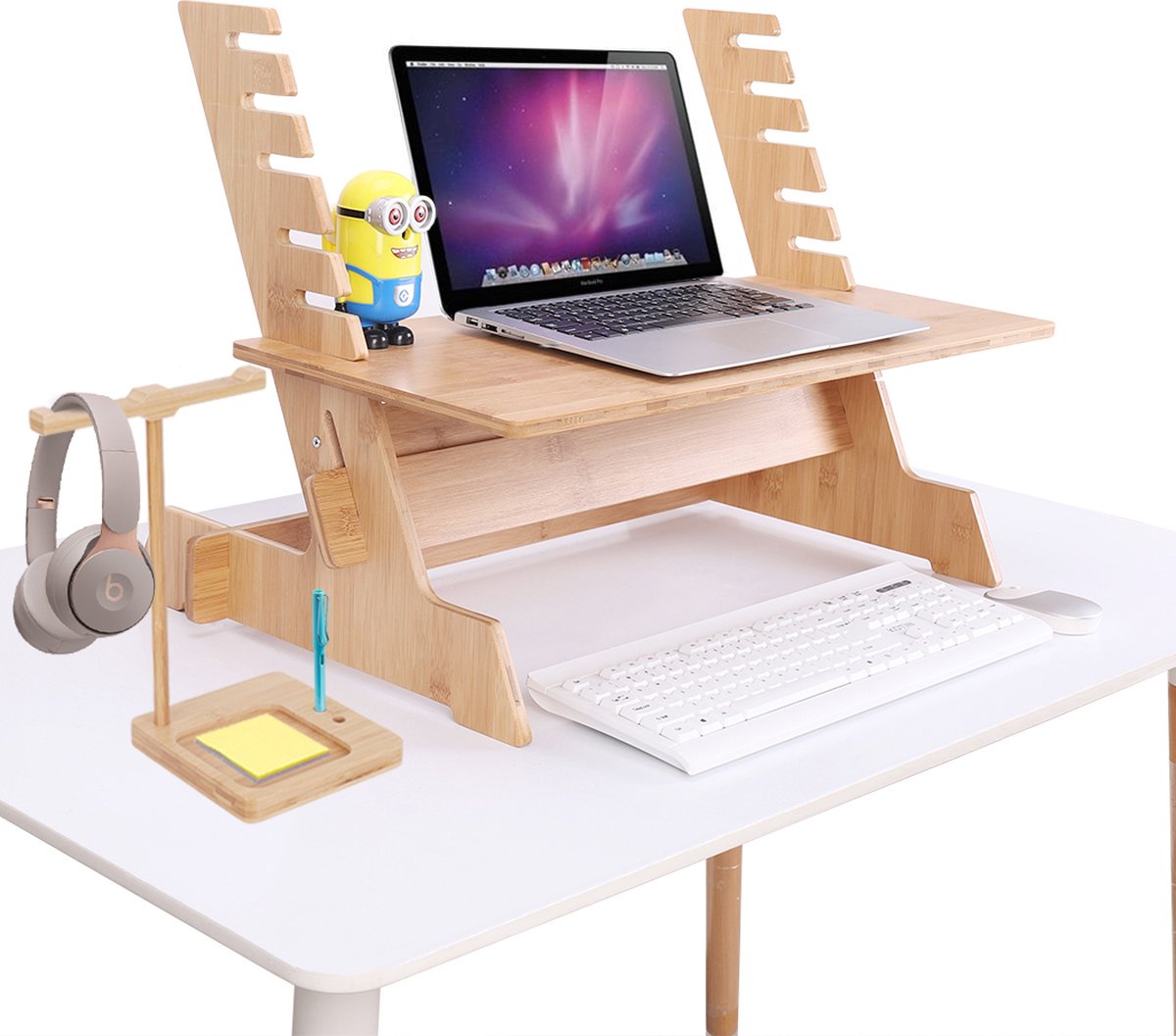 Monitorstandaard-Bamboe Staande Computer Bureau Monitorstandaard Riser ...