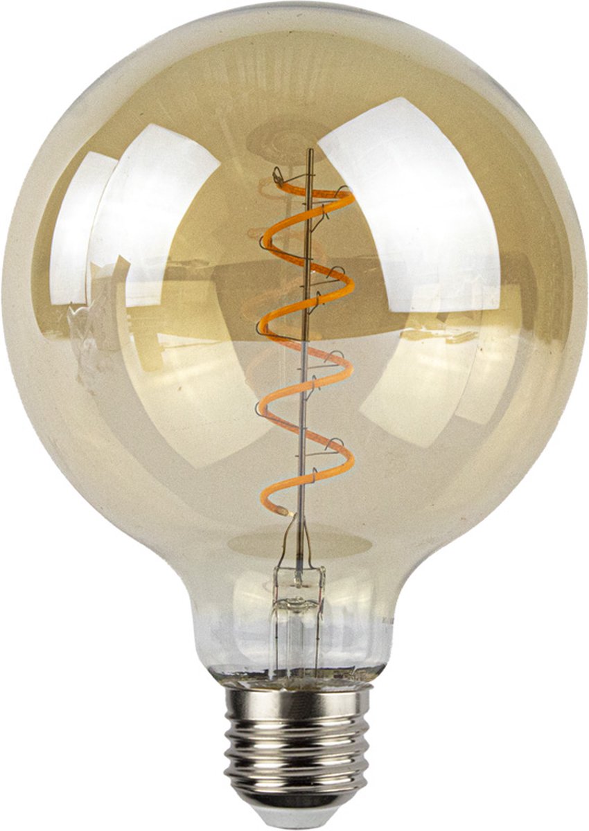 LED Filament Globe lamp amber - spiraal | 125mm | 6 Watt | Dimbaar | 2700K - Warm wit | bol.com