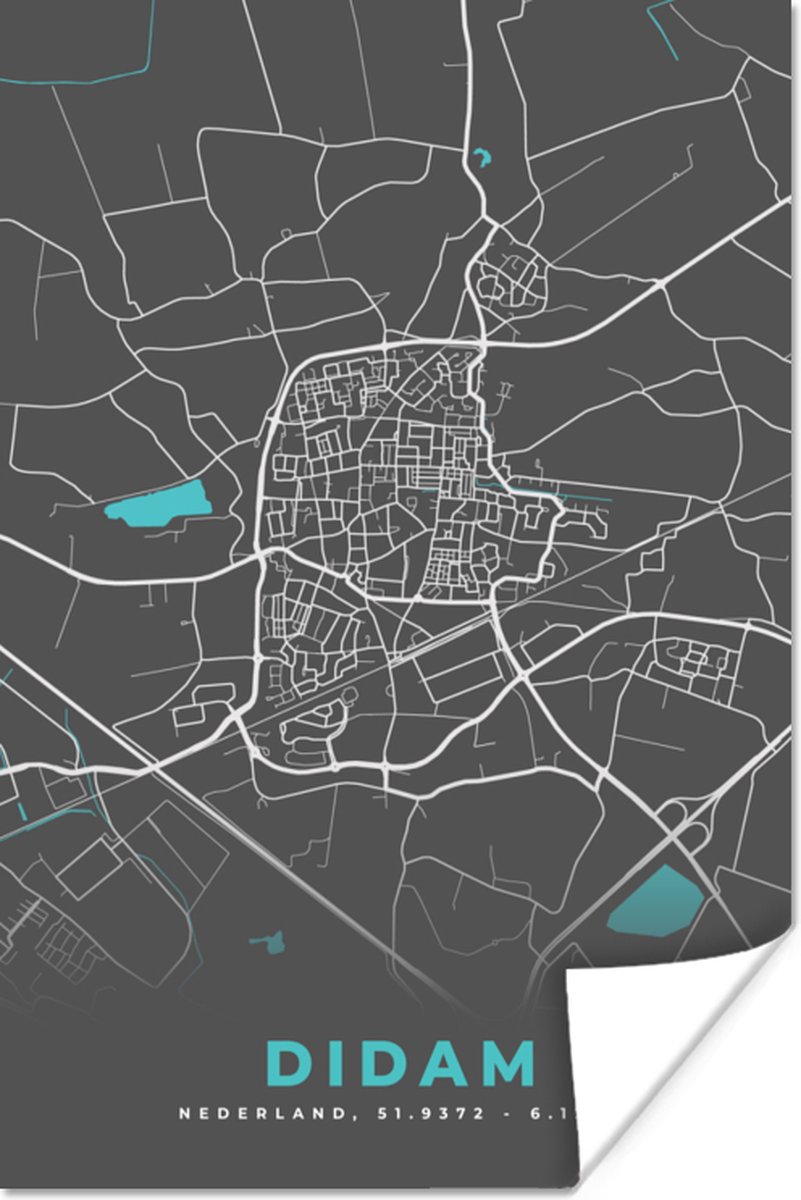 Poster Plattegrond - Didam - Kaart - Stadskaart - 80x120 cm | bol.com