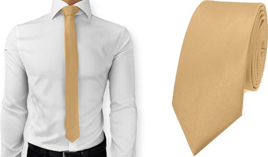 Sorprese Stropdas - Champagne/Goud - Effen - Smal - 5 cm - Stropdassen ...
