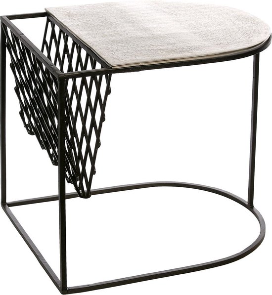 Metalen bijzettafel met krantenbak - Modern - Aluminium - Industrieel ...