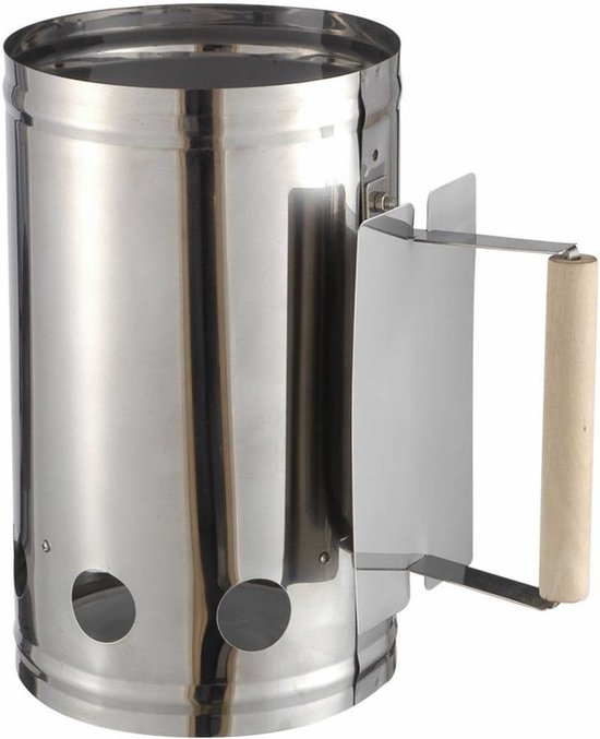 Barbecue briketten starter RVS met houten handvat 27 x 17 cm - Met ...