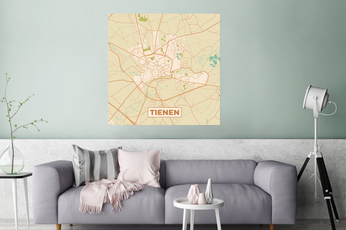 Poster Kaart - Tienen - Plattegrond - Stadskaart - 75x75 cm | bol.com