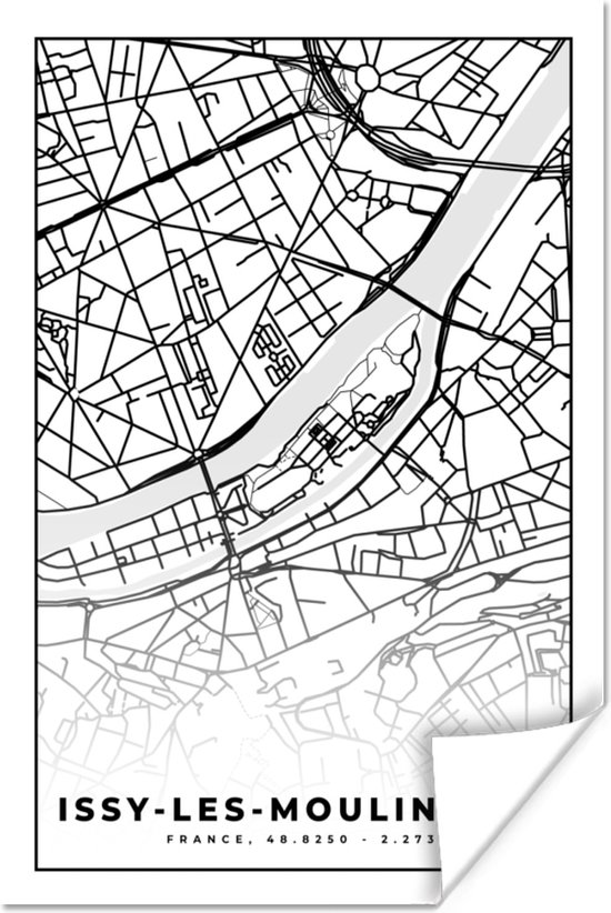 Poster Kaart - Stadskaart - Frankrijk - Plattegrond - Issy-les ...