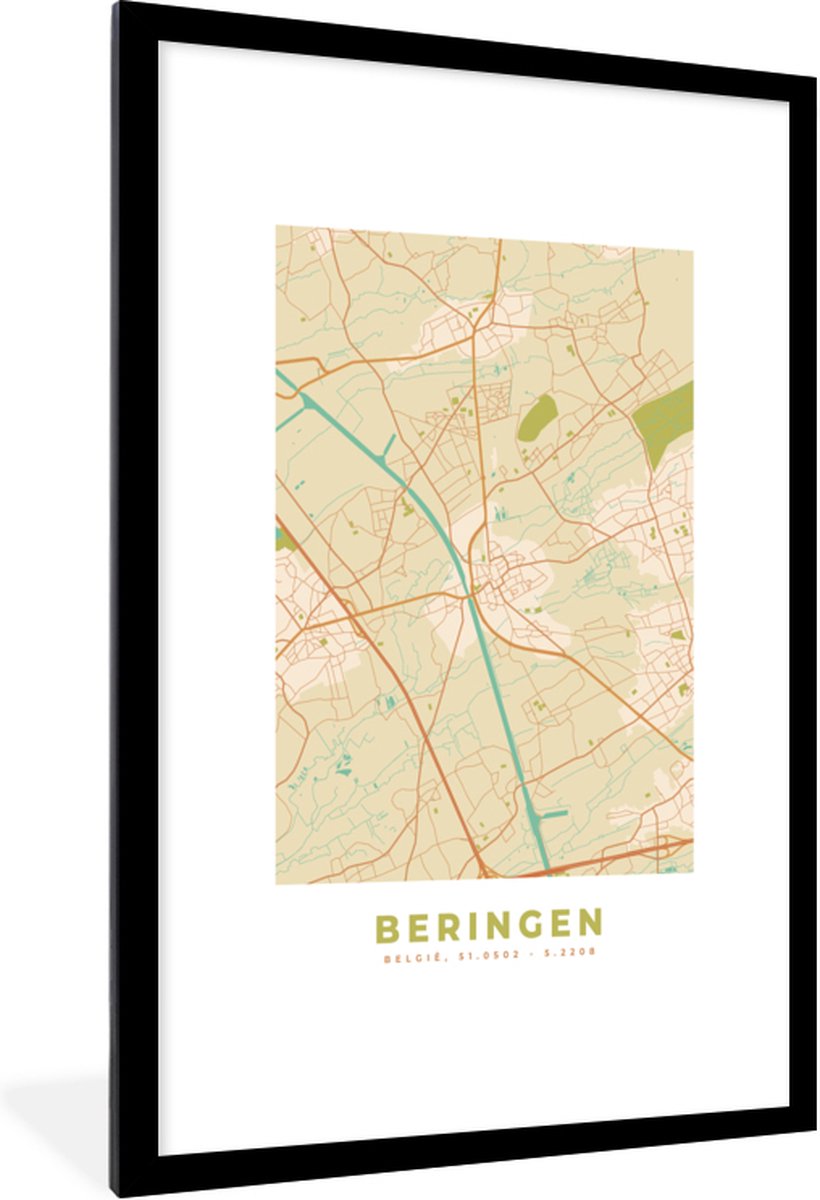 Fotolijst incl. Poster - Stadskaart - Plattegrond - Kaart - België ...