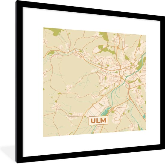 Fotolijst incl. Poster - Kaart - Vintage - Plattegrond - Ulm ...
