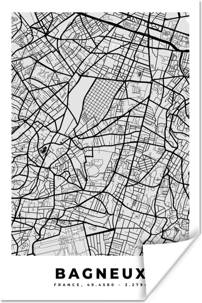 Poster Bagneux – Plattegrond - Frankrijk – Kaart – Stadskaart - 60x90 ...