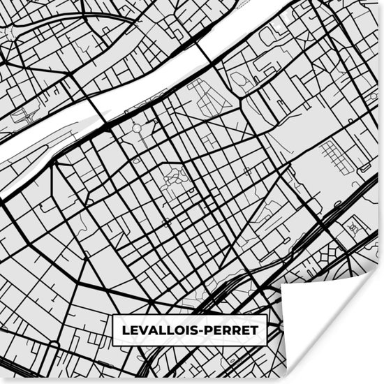 Poster Frankrijk - Levallois-Perret - Stadskaart - Plattegrond - Kaart ...