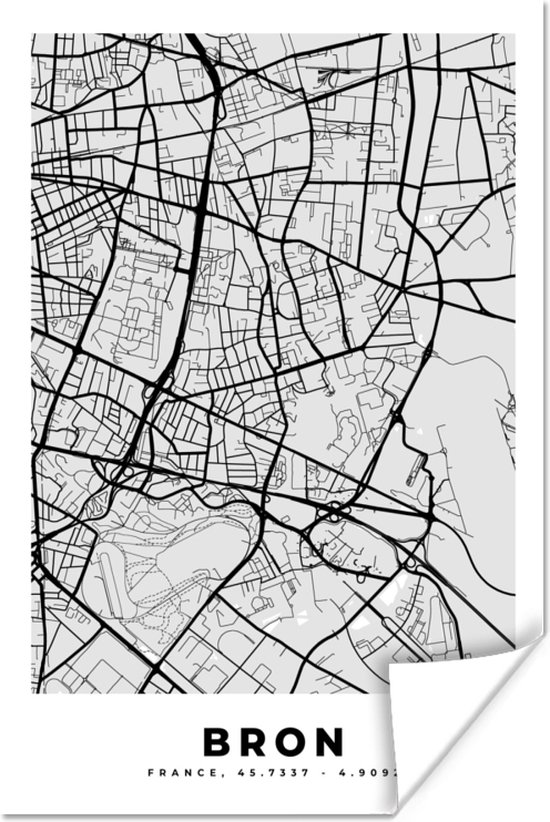 Affiche France – Plan – Carte – Bron – Plan de ville - 40x60 cm | bol