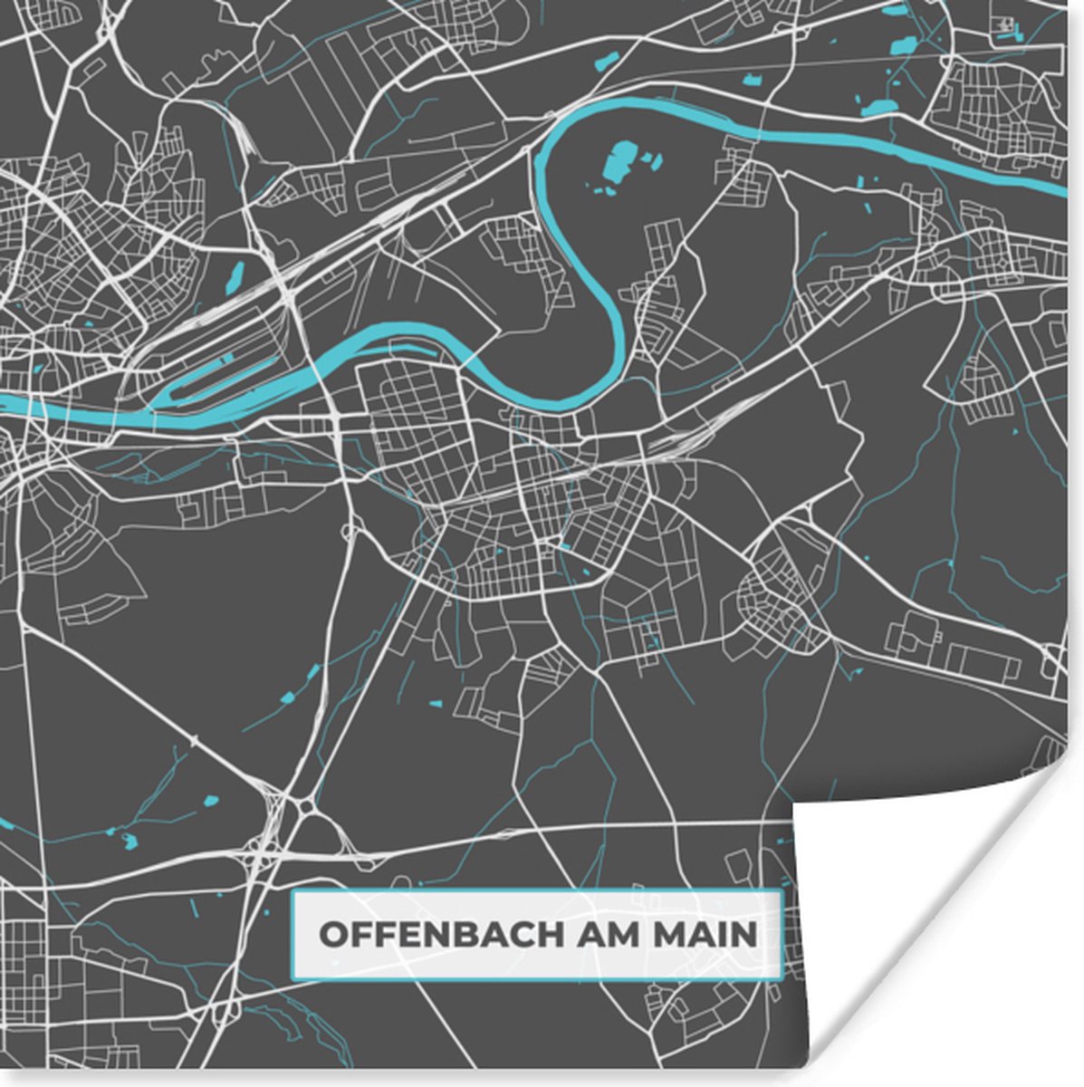 Poster Kaart – Plattegrond – Stadskaart – Offenbach am Main – Duitsland ...
