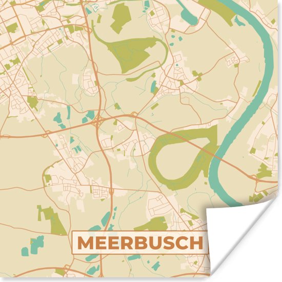 Poster Meerbusch - Plattegrond - Stadskaart - Kaart - Vintage - 75x75 ...