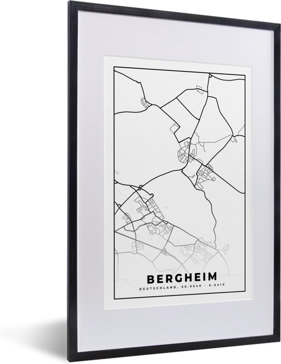 Fotolijst incl. Poster - Kaart - Bergheim - Plattegrond - Stadskaart ...