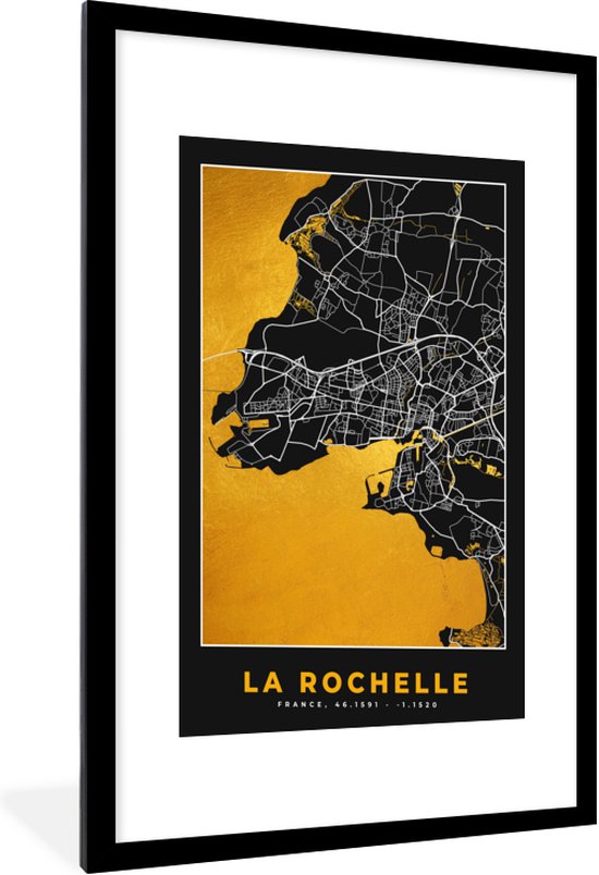 Fotolijst incl. Poster - Stadskaart – la Rochelle - Frankrijk – Kaart ...