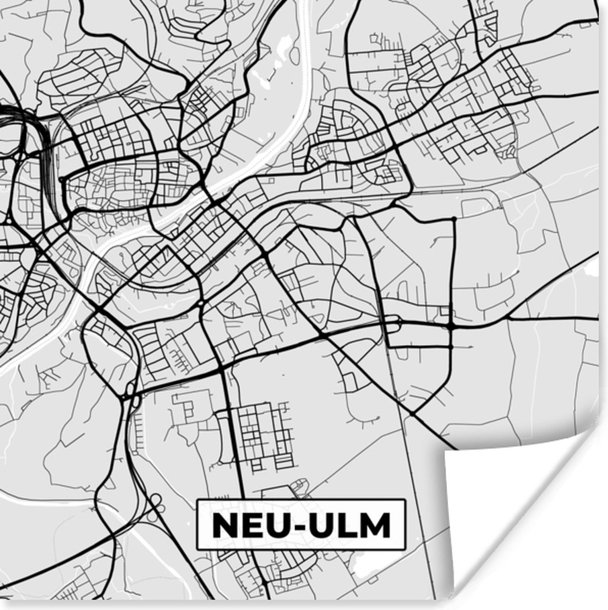 Poster Stadskaart - Plattegrond - Neu-Ulm - Duitsland - Kaart - 50x50 ...