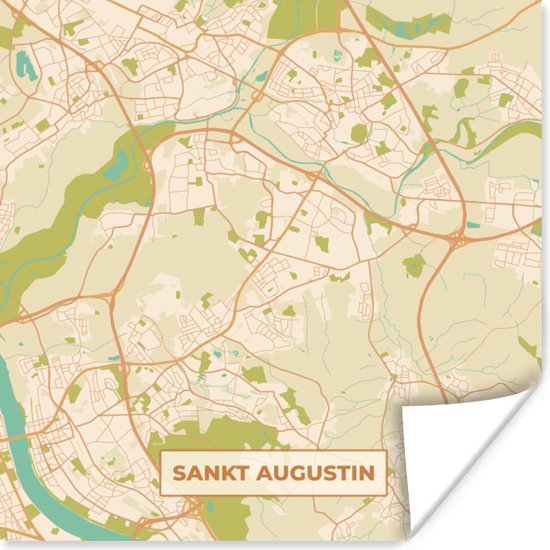 Poster Sankt Augustin - Vintage - Plattegrond - Kaart - Stadskaart ...