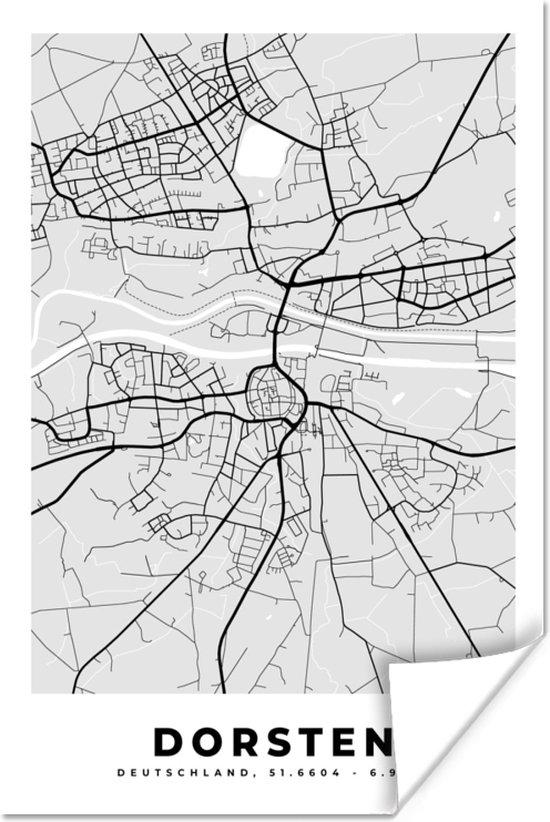 Poster Plattegrond - Duitsland - Dorsten - Kaart - Stadskaart - 80x120 ...