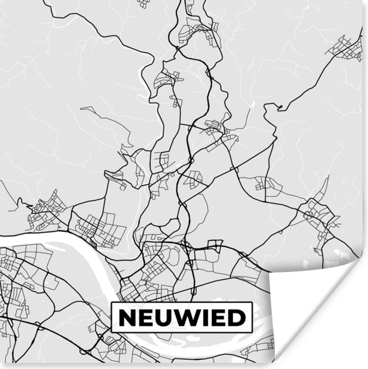 Poster Neuwied - Kaart - Stadskaart - Plattegrond - Duitsland - 100x100 ...
