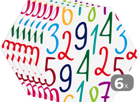 Placemats hexagon - Onderleggers placemats - Placemat zeshoek - Cijfers ...