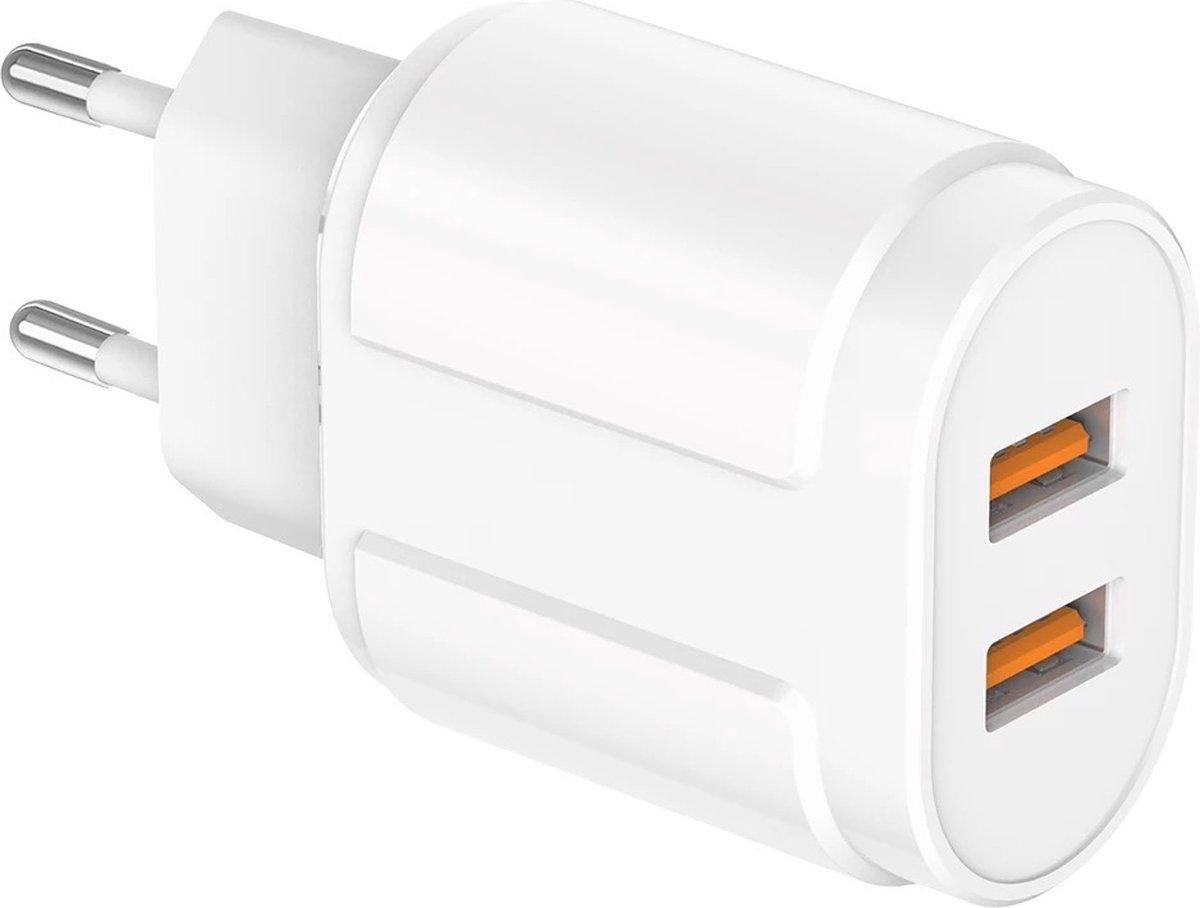 Dual USB reislader 5V 2A - Oplaad Stekker met 2 USB Poorten geschikt ...