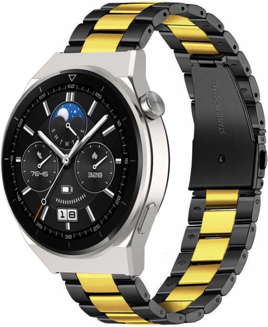 Bracelet acier Strap-it Huawei Watch GT 3 Pro 46mm - noir/or - Huawei ...