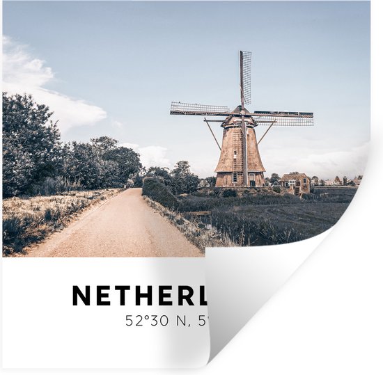 Muurstickers - Sticker Folie - Nederland - Molen - Natuur - 100x100 cm ...