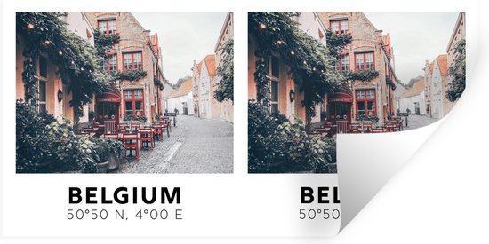 Muurstickers - Sticker Folie - België - Terras - Straat - 120x60 cm ...