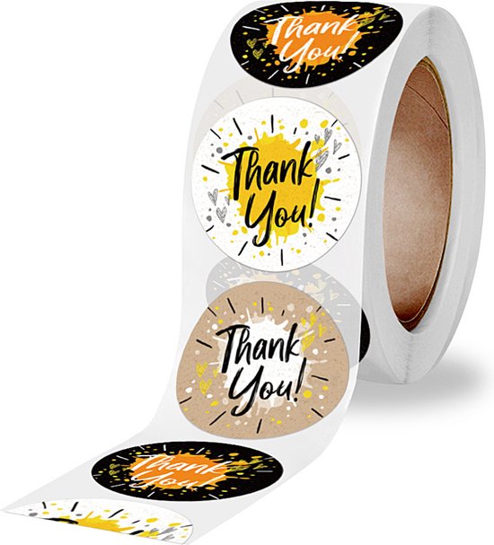 Thank you stickers - 500 stuks - 25 mm - Bedankt stickers - Small business packaging -... | bol.com