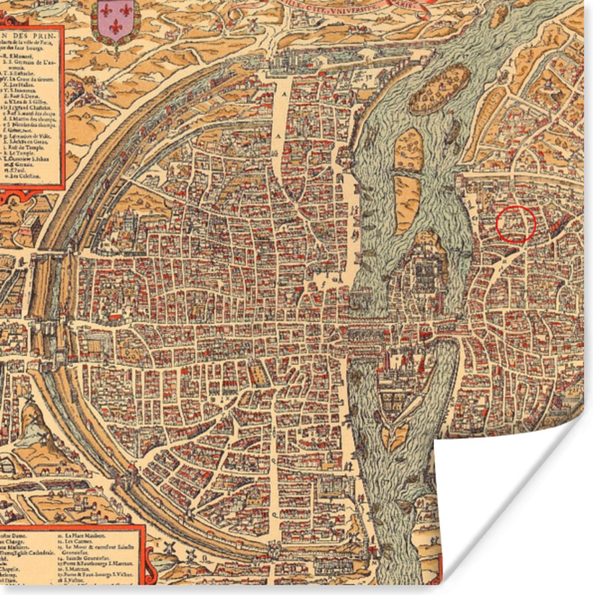 Affiche Plan de pays - Paris - Seine - France - Plan de ville - 30x30 ...