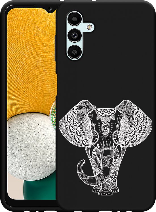 Samsung Galaxy A13 5G Hoesje Zwart Elephant Mandala White | bol.com