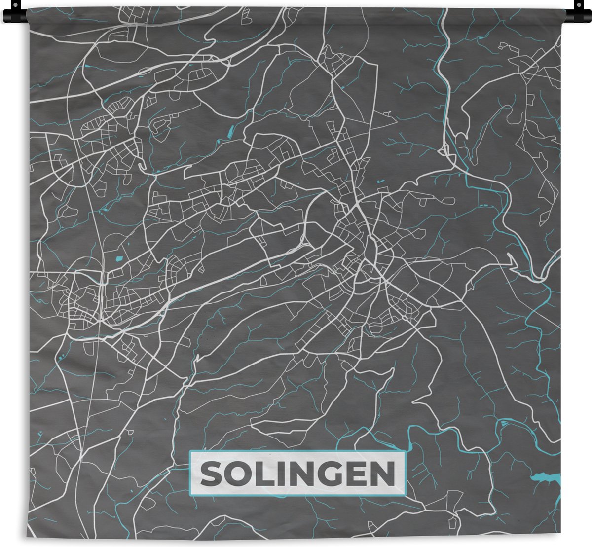 Wandkleed - Wanddoek - Stadskaart – Solingen – Duitsland – Plattegrond ...