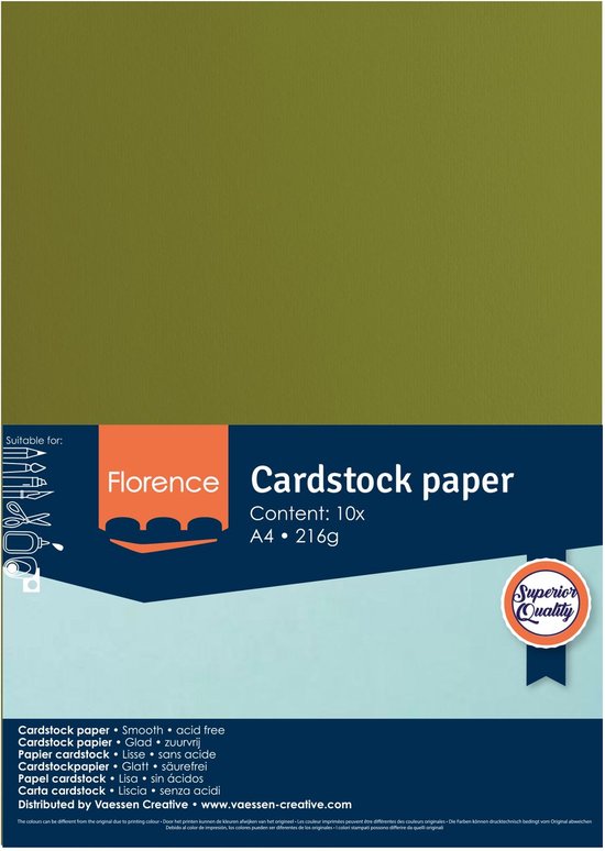 Florence Cardstock smooth A4 Olive | bol.com