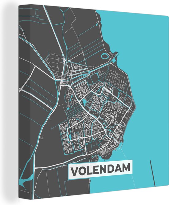 Canvas Schilderij Volendam - Kaart - Plattegrond - Stadskaart - 50x50 ...