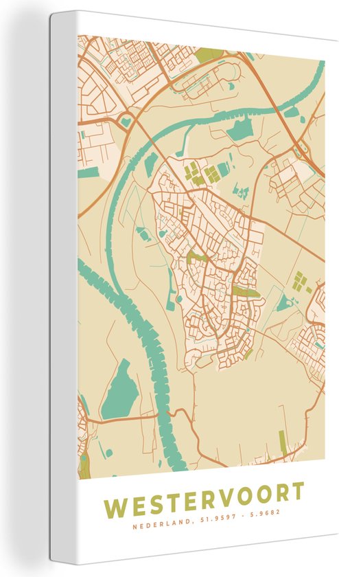 Canvas Schilderij Plattegrond - Kaart - Westervoort - Stadskaart ...