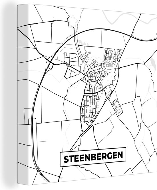 Canvas Schilderij Kaart - Steenbergen - Stadskaart - Plattegrond ...
