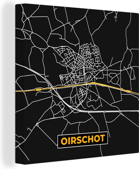 Canvas Schilderij Black & gold - Oirschot - Kaart - Plattegrond ...