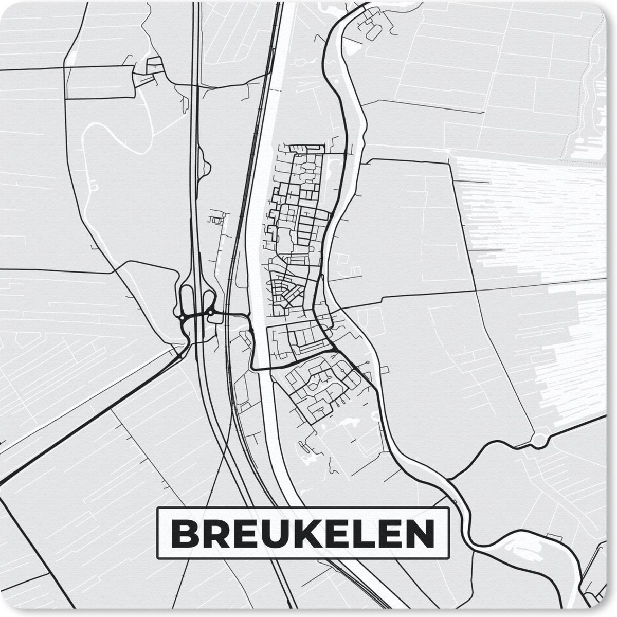 Muismat - Breukelen - Plattegrond - Zwart Wit - Kaart - Nederland ...