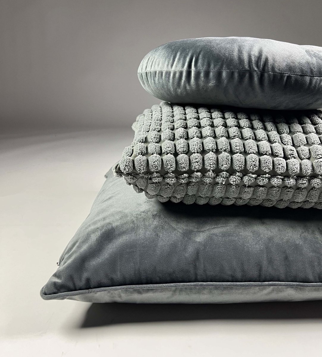FINN - Kussenhoes velvet Charcoal Gray 60x60 cm - Exclusief ...