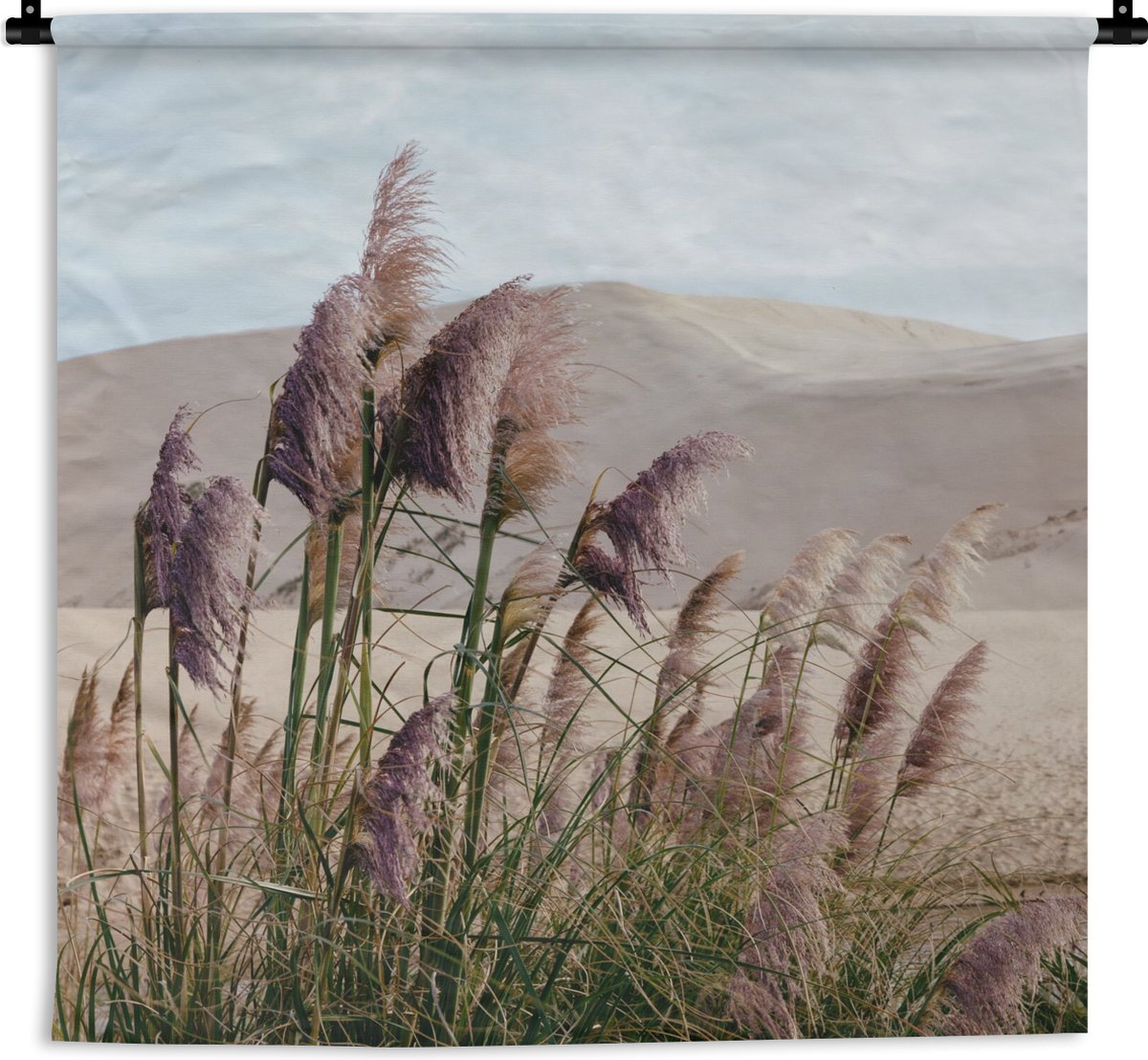 Wandkleed - Wanddoek - Pampasgras - Zand - Planten - Duin - 60x60 cm - Wandtapijt | bol.com