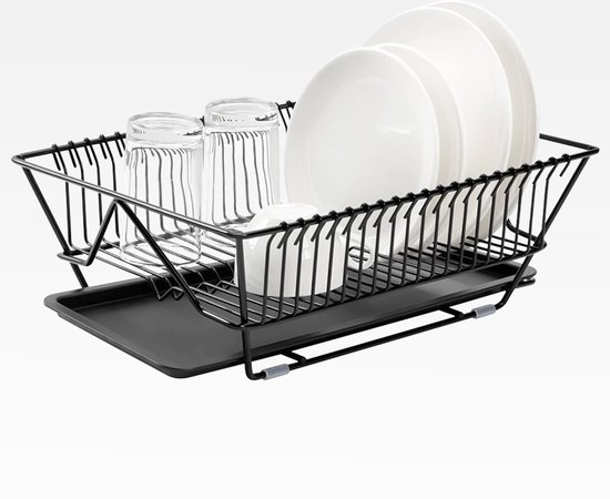 Afdruiprek met lekbak – Druiprek – Afwasrek - Afwas – Zwart – RVS | bol.com