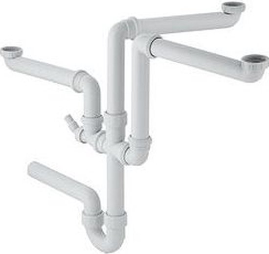 Geberit Siphon pour évier à 3 cuves diamètre 6/4"-40 mm blanc | bol