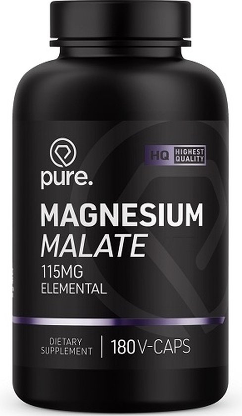 PURE Magnesium Malate - 180 vegan caps - 115mg - mineralen | bol.com