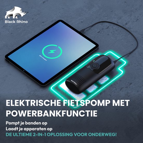 Black Rhino AeroBoost T-1 Compressor - Elektrische fietspomp - 4000 mAh ...