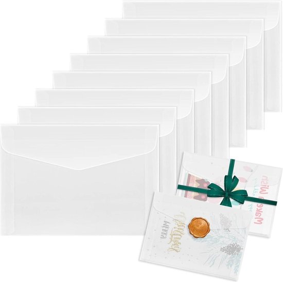 50 Pack Translucent Parchment Invitation Envelopes - White Blank Paper ...