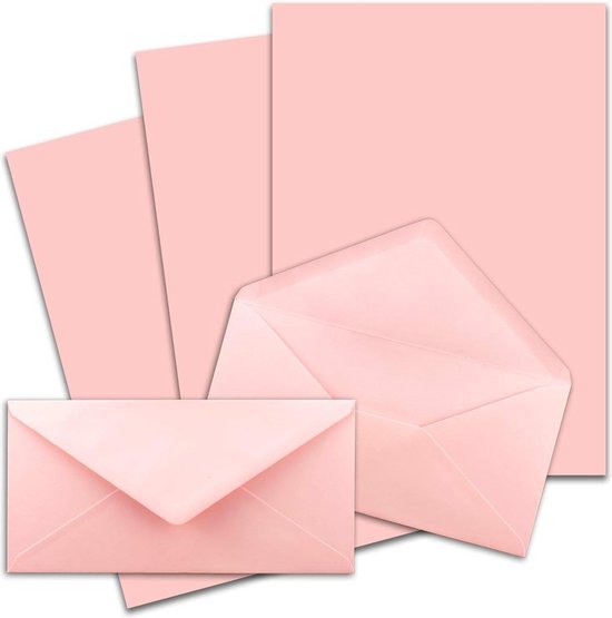 DIN A4 Stationery Set with DIN Long Envelopes Wet Gluing - Pink Matte ...