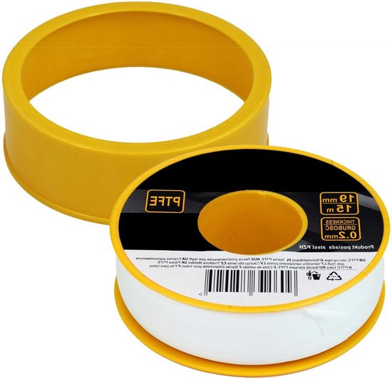 Teflon tape 19 mm x 02 mm x 15 m professionele kwaliteit voor sanitair ...