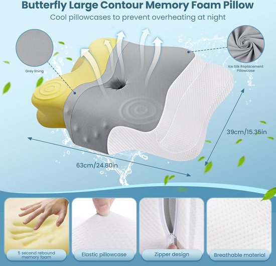 Ergonomisch traagschuim nekkussen - orthopedisch neksteunkussen voor zij- rug- en... | bol